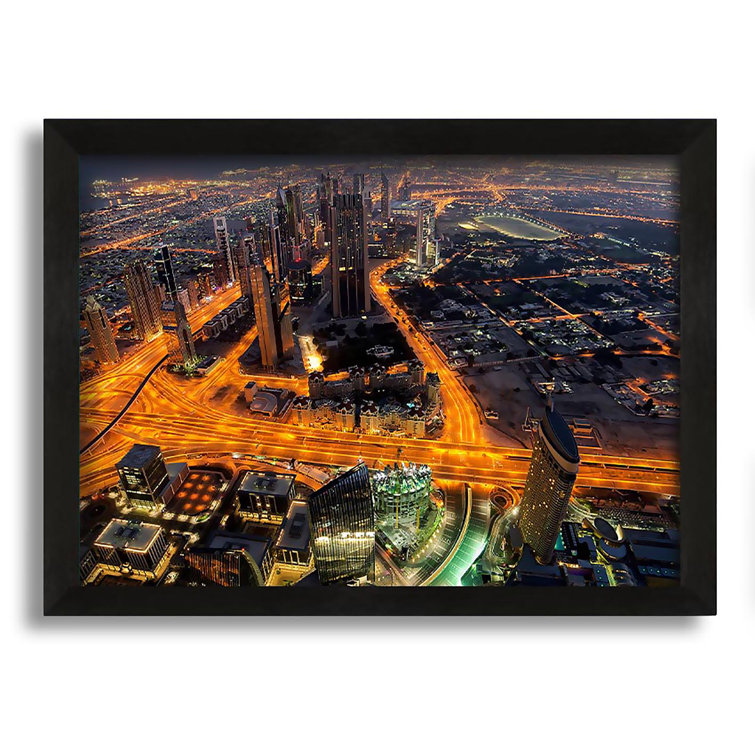 Brayden Studio Golden Roads Through The City - Picture Frame Photograph ...