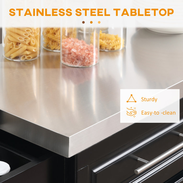 HomCom Metal Kitchen Island & Reviews | Wayfair