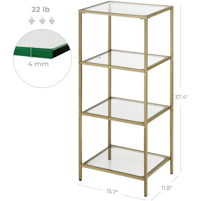 Everly Quinn Damere Modern Tempered Glass 4-Tier Storage Rack With ...