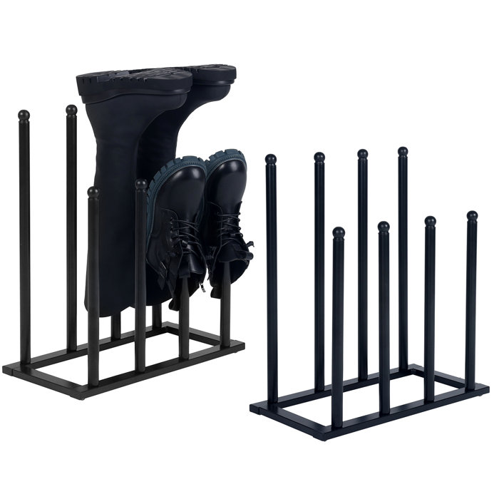 Winston Porter 8 Pair Black Metal Boot Rack | Wayfair