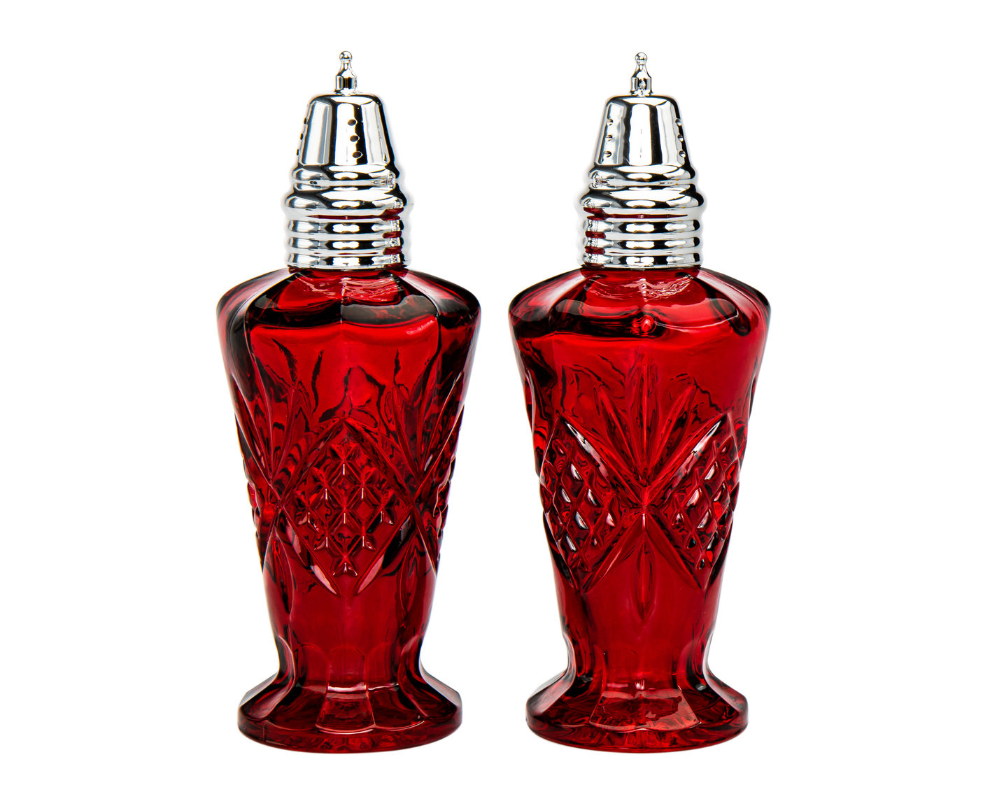 Godinger Silver Art Co Dublin Crystal Red Salt & Pepper Shaker Set ...