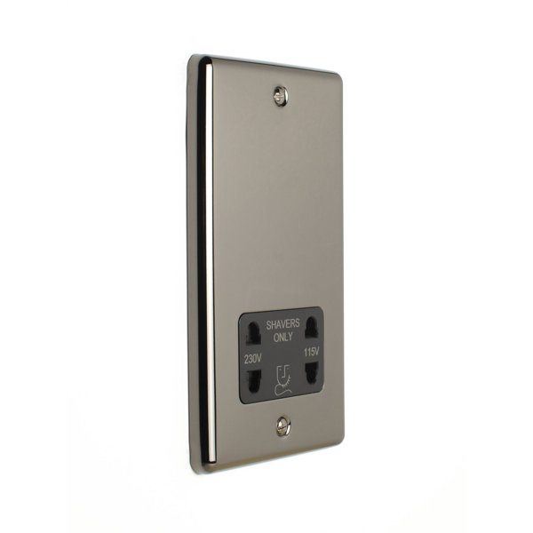 Eurolite 2 Gang Shaver Enhance Range Black Trim Wall Mounted Socket ...