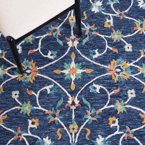 Lark Manor Rosalna Handmade Blue/Ivory/Yellow Rug | Wayfair