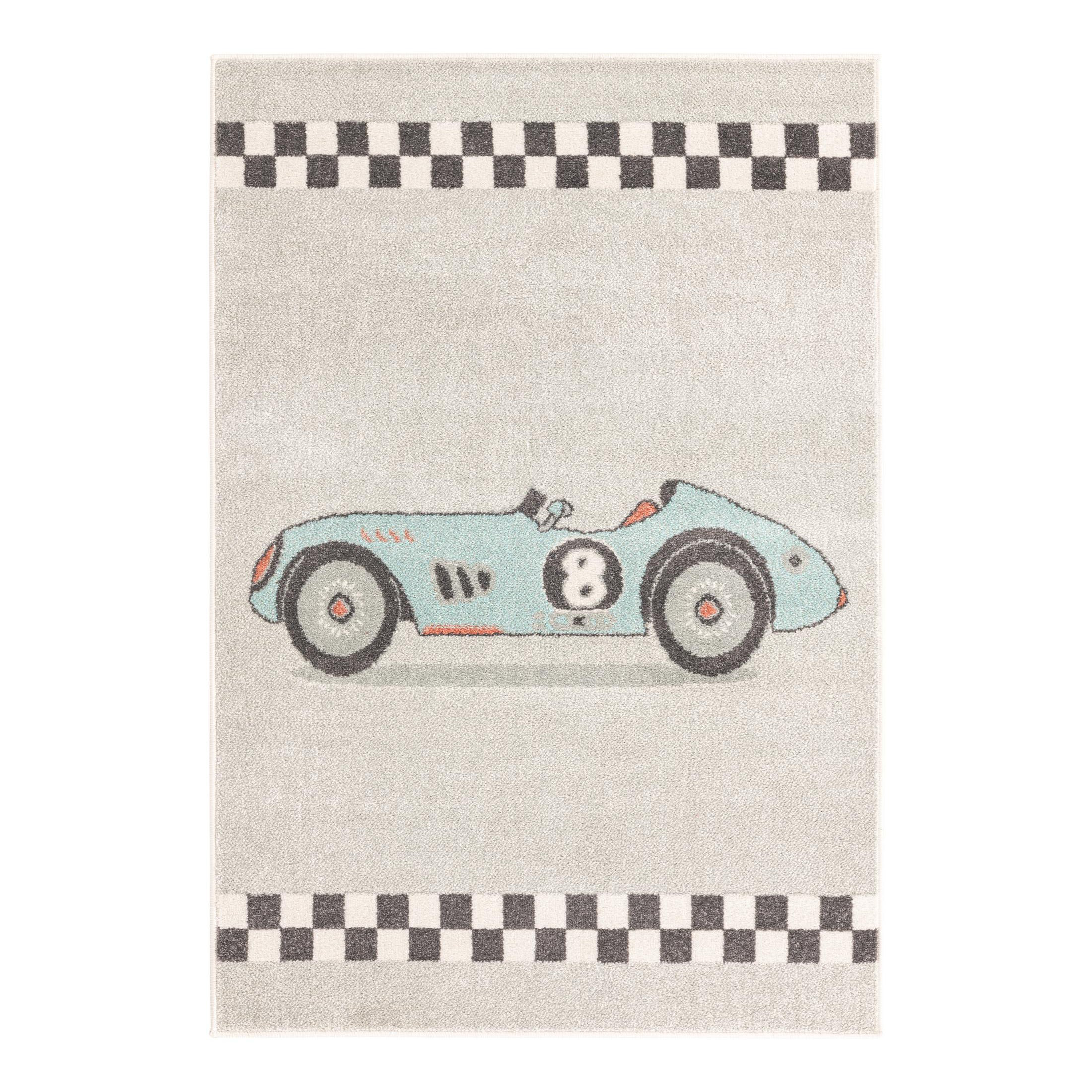 Unique Loom WhimsyRace Car Gray/Blue Kid Rug | Wayfair