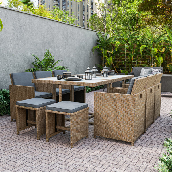 Muse & Lounge Co. Laguna Polyethylene (PE) Wicker 11-Piece Outdoor ...