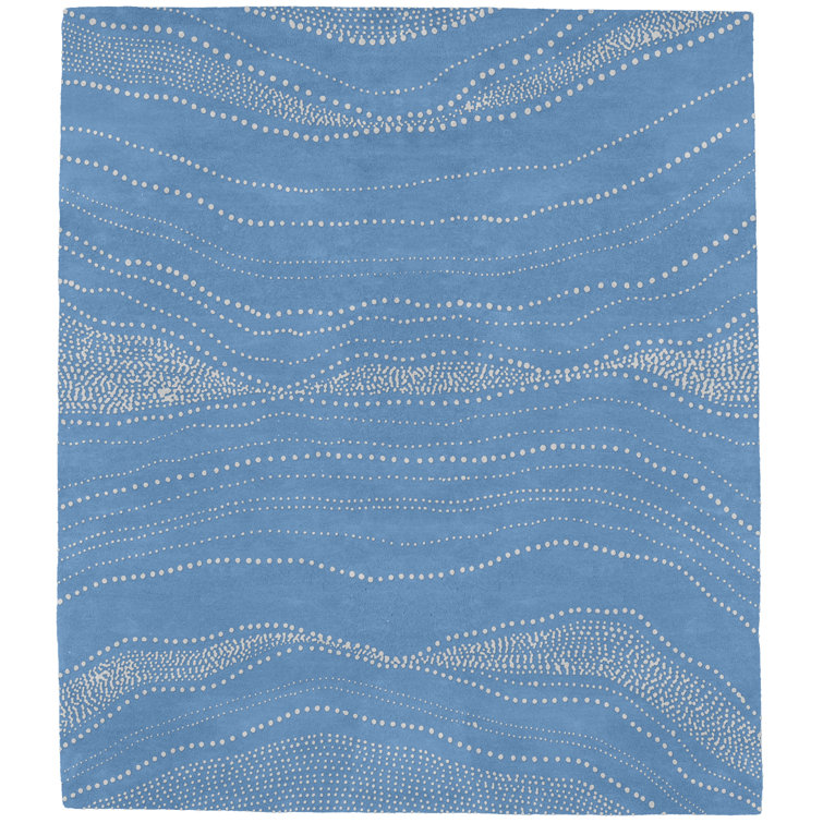 Modern Rugs Handmade Hand Tufted Wool Blue Rug | Wayfair