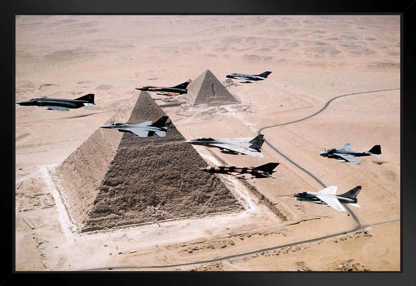 Latitude Run® US And Egyptian Aircraft Flying Over Pyramids Fighter Jet ...