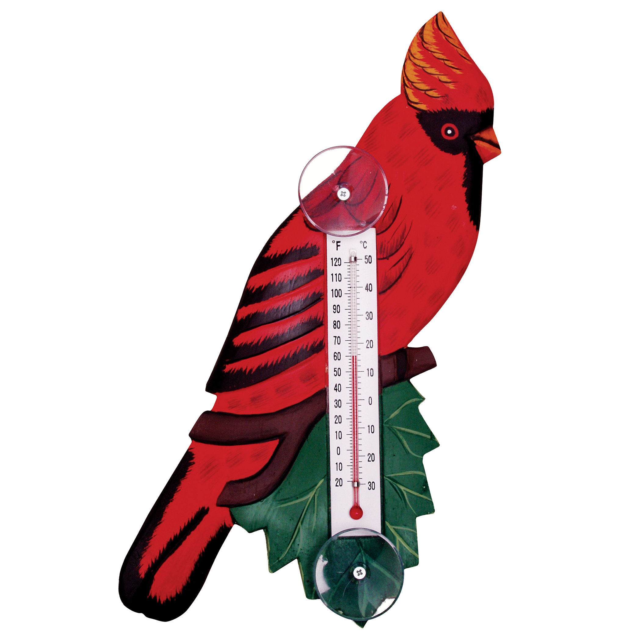 Winston Brands Hand-Painted Cardinal Suction Cup Window Thermometer ...