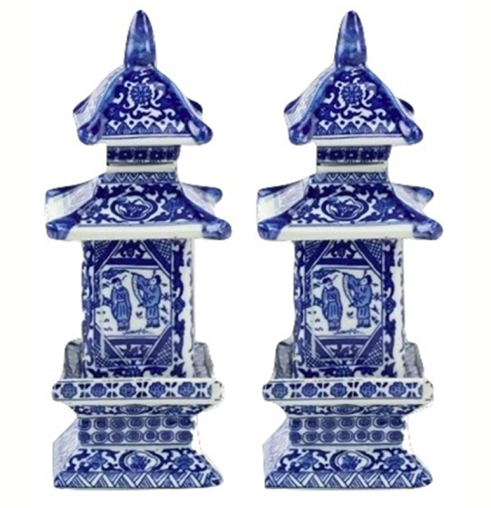 Bungalow Rose MINI BLUE AND WHITE PAGODA 1 & Reviews | Wayfair