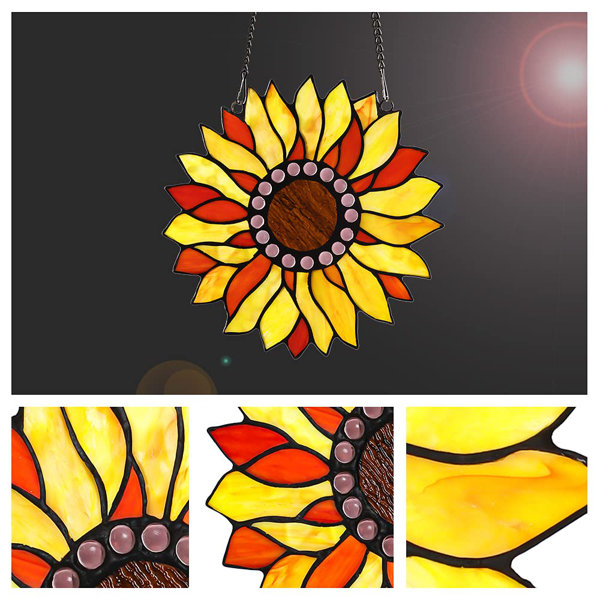 Gracie Oaks Sunflower Stained Glass Window Panel & Reviews | Wayfair