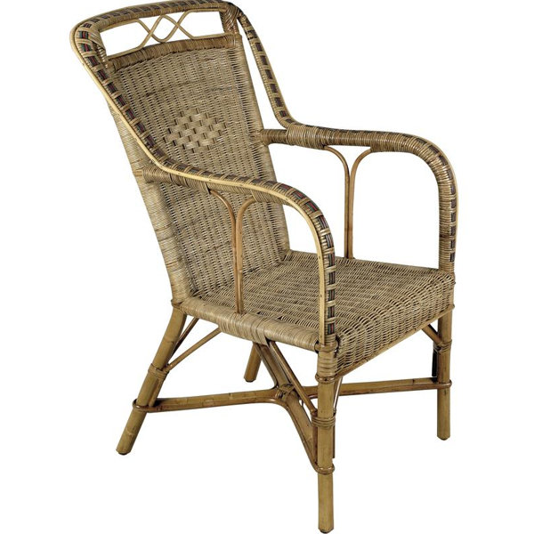 Jardin Deco High Armchair In Manau And Rattan Medan | Wayfair.co.uk