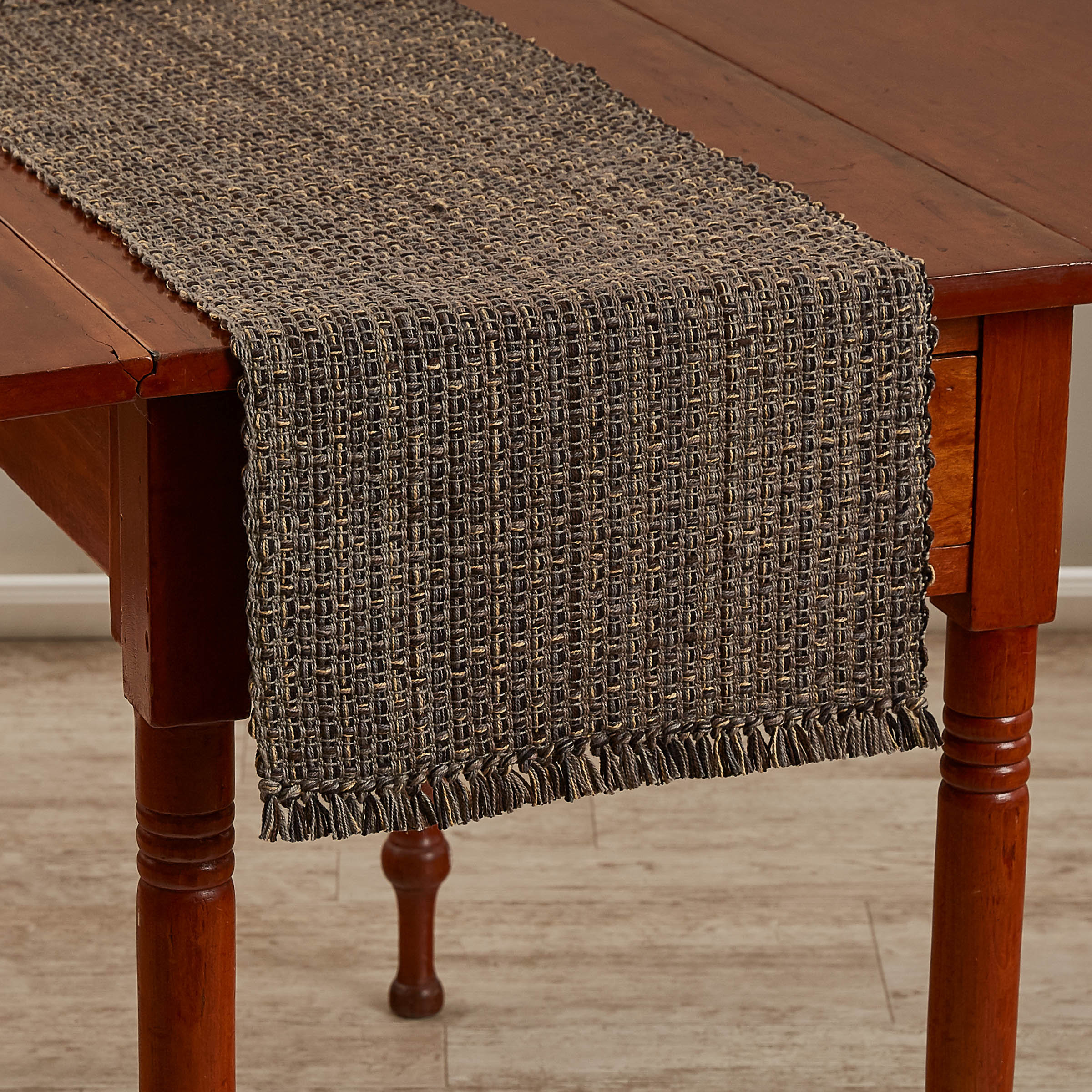 Dakota Fields Tweed Table Runner - 54"L - Charcoal | Wayfair