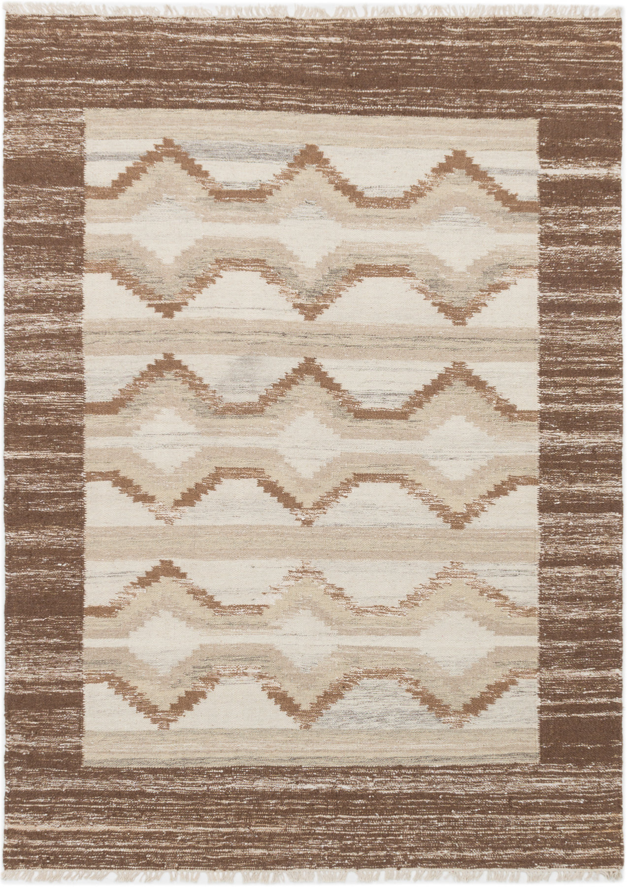 Union Rustic McPhail Handmade Wool Brown/Cream Rug | Wayfair