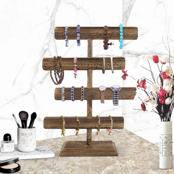 Millwood Pines 4 Tier Wooden Display Jewelry Stand | Wayfair