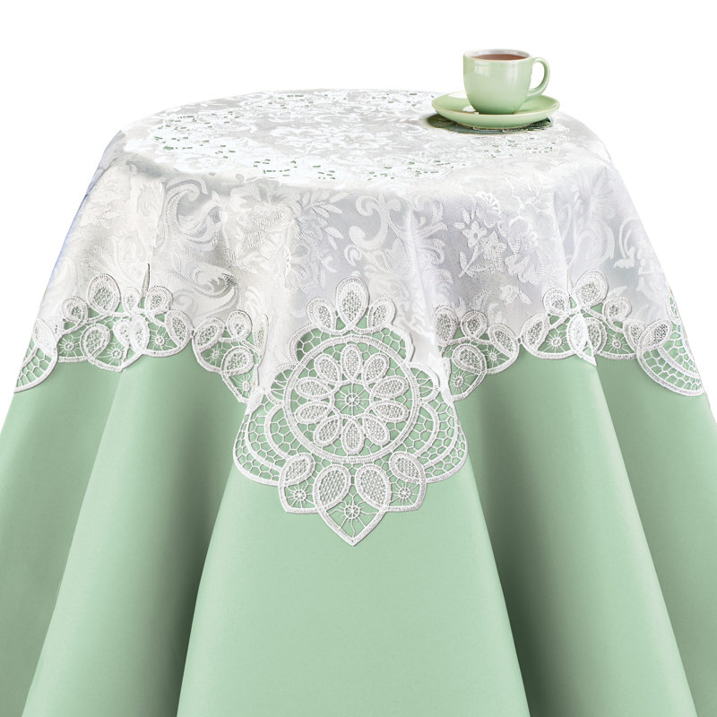 One Allium Way® Guillot Square Damask Polyester Table Topper | Wayfair