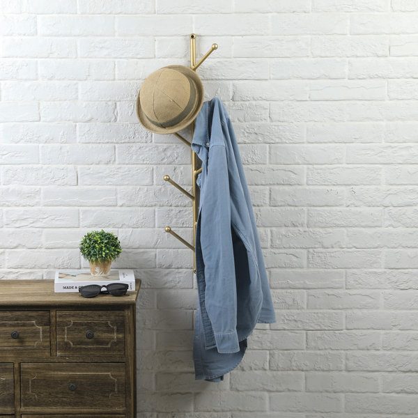 Mercer41 Davaney 6.66'' Wide 8 - Hook Wall Mounted Coat Rack in Gold ...