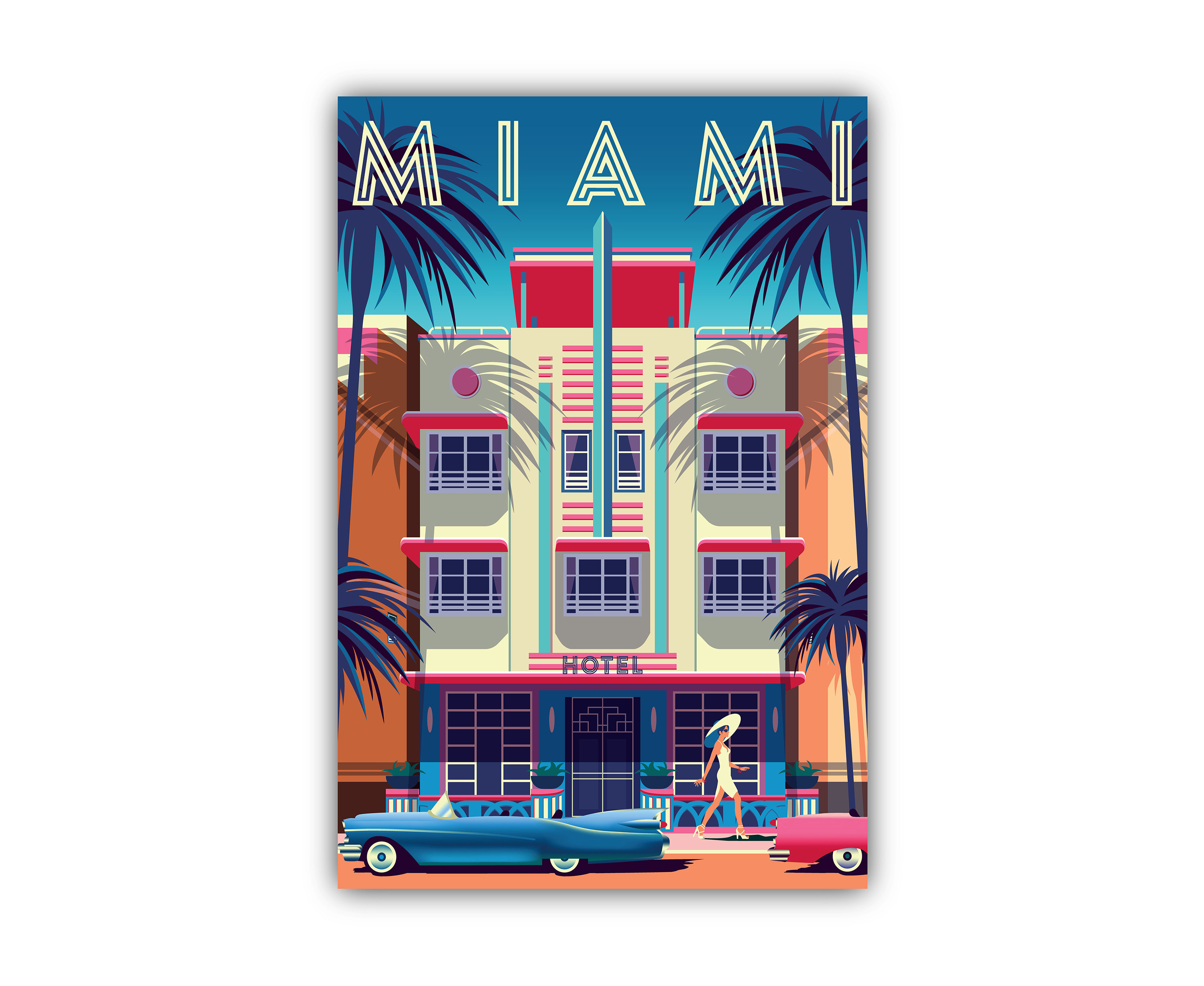 Trinx Miami Retro Style State Travel Poster - Unframed Advertisements ...