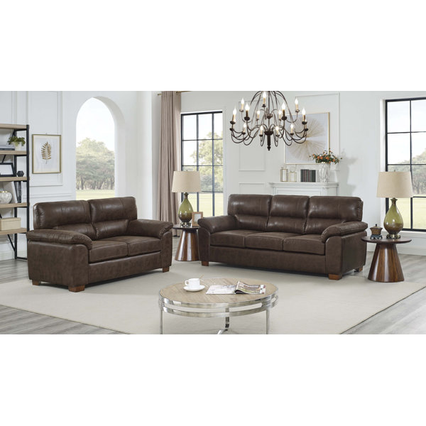 Brown-leather-couch-set | Wayfair