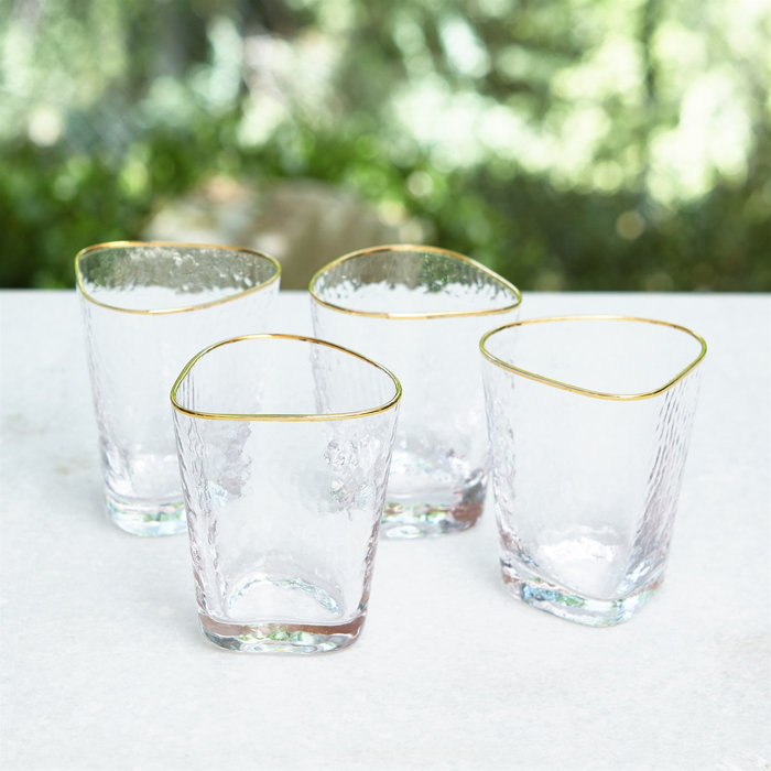 Global Views Hammered DOF Glass-Clear w/Gold Rim | Wayfair