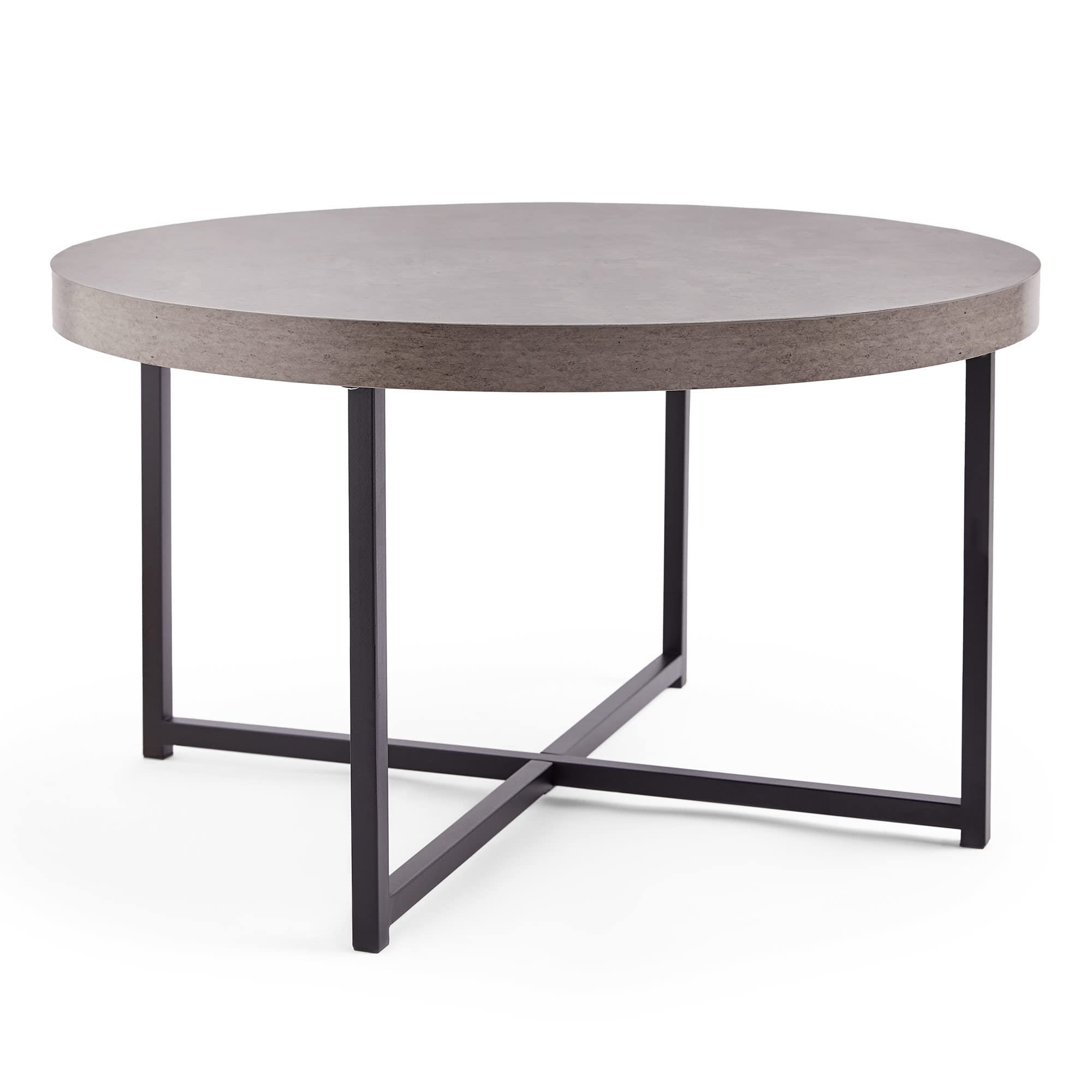 17 Stories Concrete Look Round Coffee Table Grey - 80Cm Diameter ...