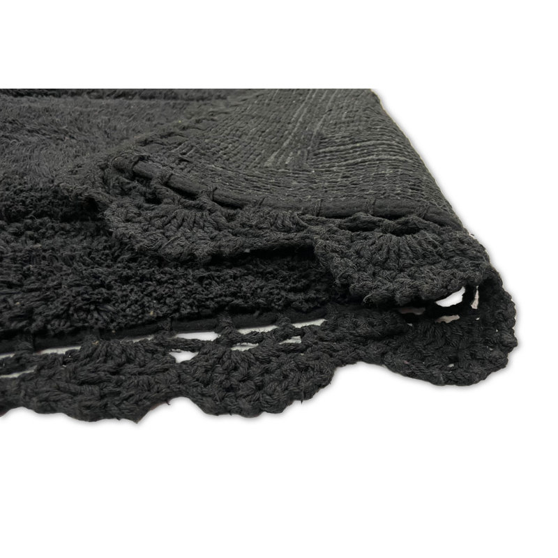 Bungalow Rose Crochet Broad Lace Bath Rug | Wayfair