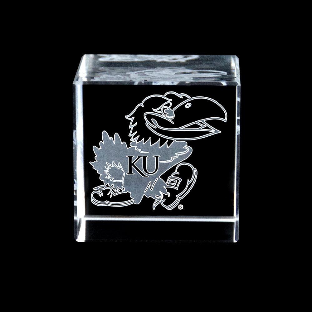 Fan Frenzy Gifts Kansas Jayhawk Laser Engraved Crystal Cube | Wayfair