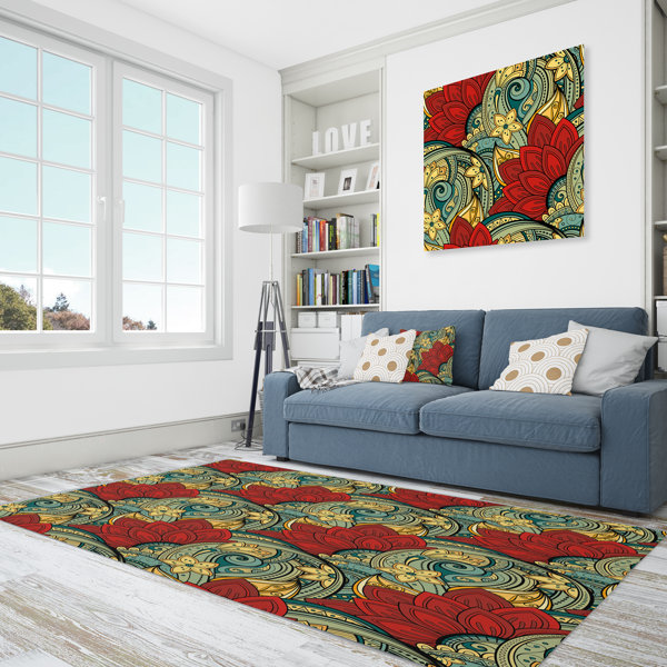 Red-green-gold-area-rug | Wayfair