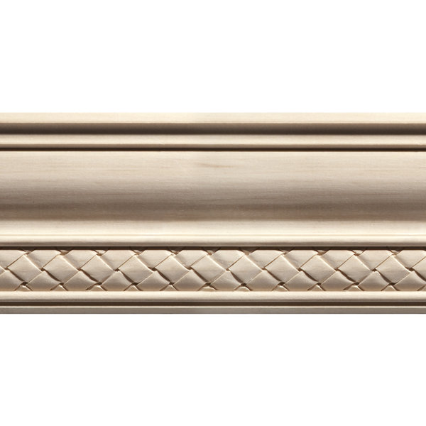 Ornamental Mouldings Hardwood Embossed Weave Moulding 4" H x 96" W x 0. ...