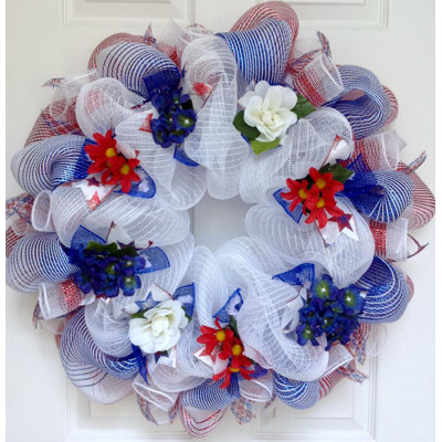 The Holiday Aisle® Patriotic Floral Wreath | Wayfair