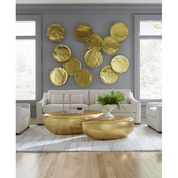 Phillips Collection Cast Oil Drum Wall Discs, Gold Leaf, Set of 4 ...
