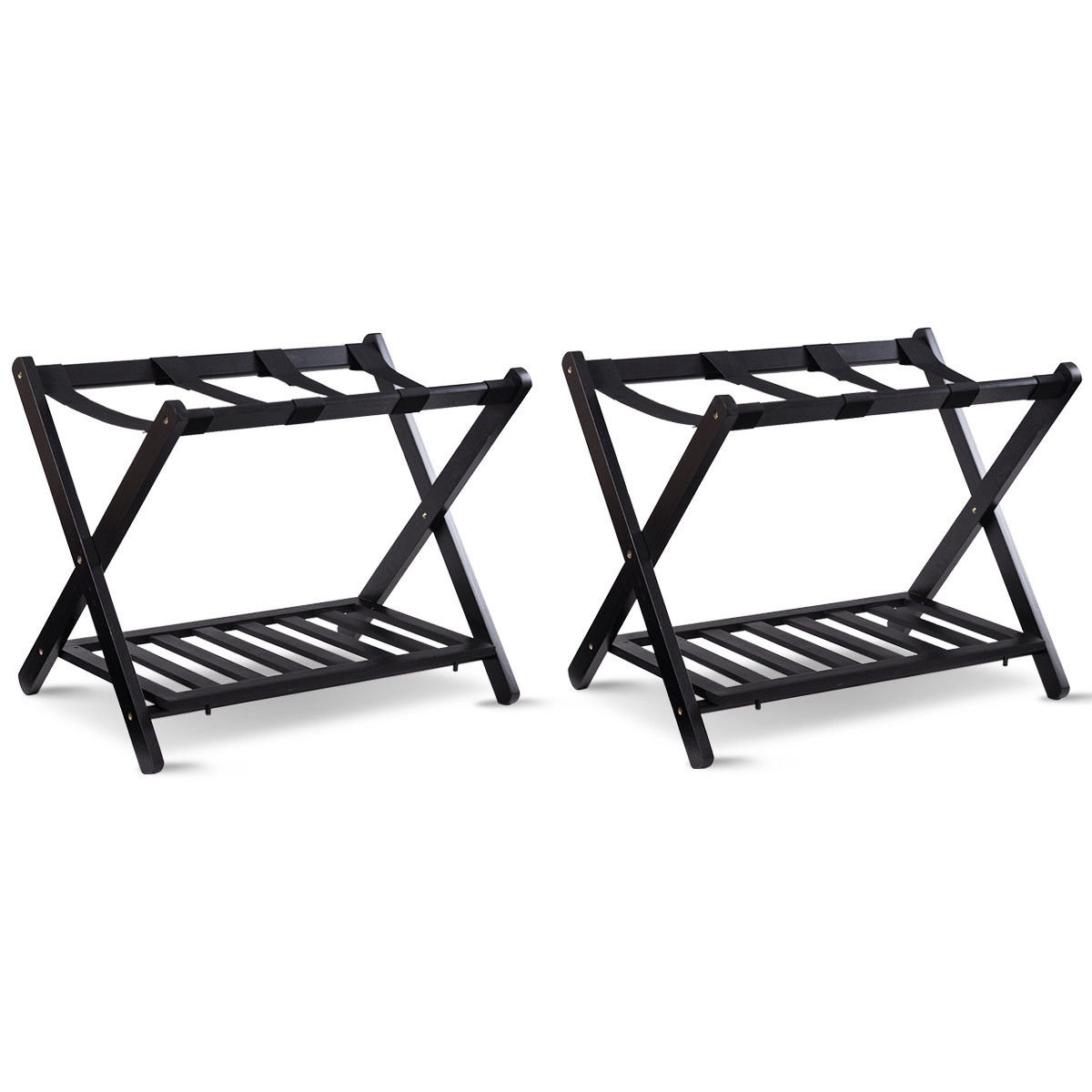 Costway Folding Luggage Rack with Shelf Travel Suitcase | Wayfair
