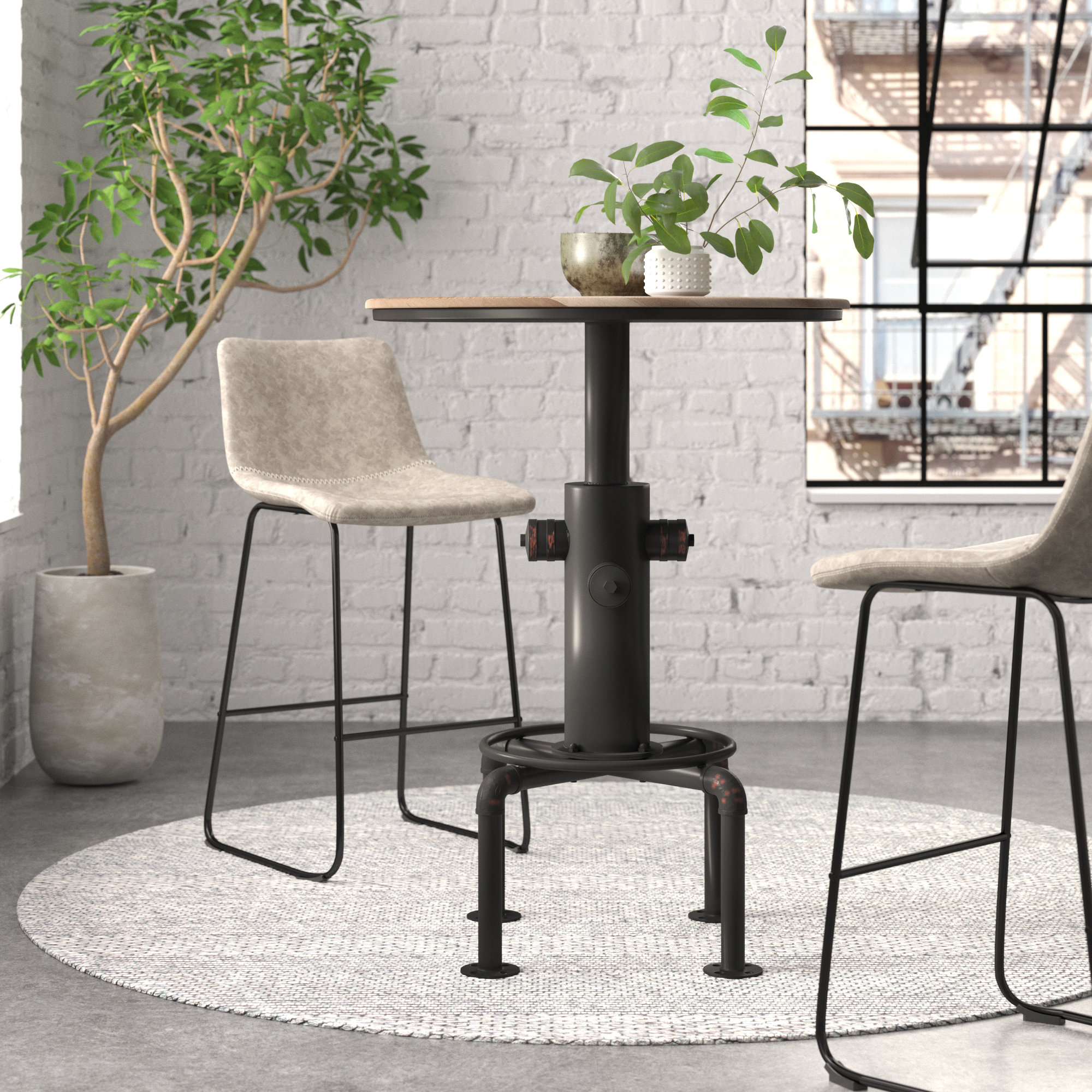 Steelside™ Reid Bar Height 32'' Pedestal Dining Table | Wayfair