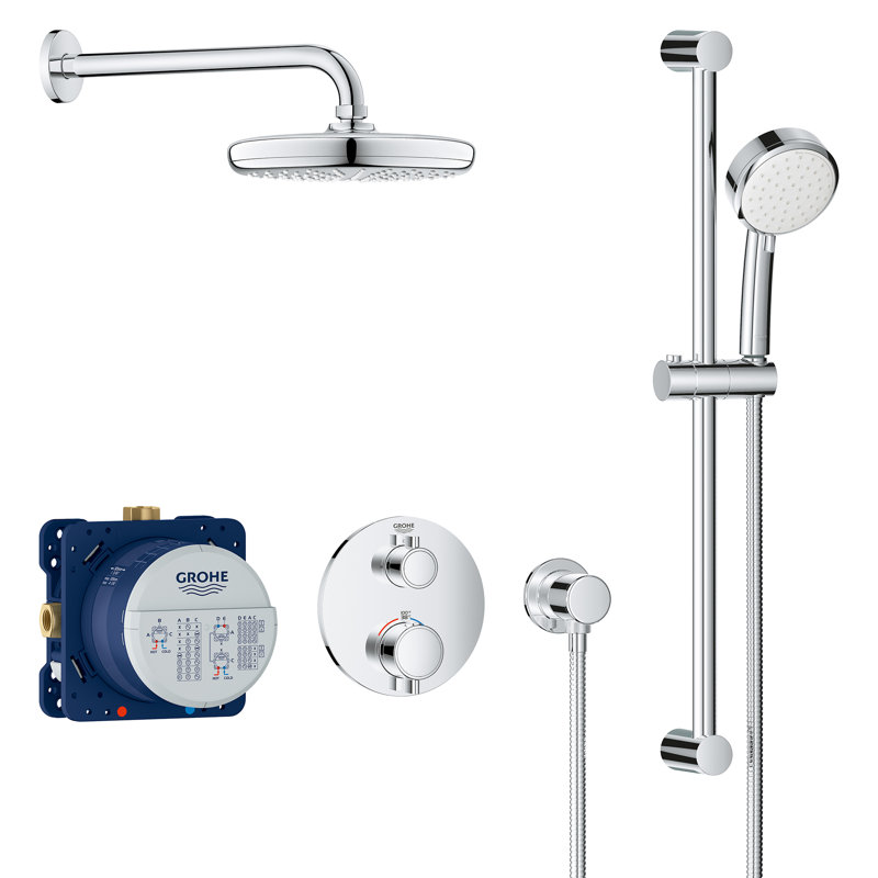 GROHE Grohtherm® Thermostatic Complete Shower System with Rough-in ...