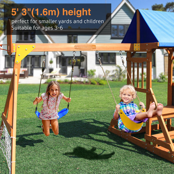 SuniBoxi Wooden Swing Set | Wayfair