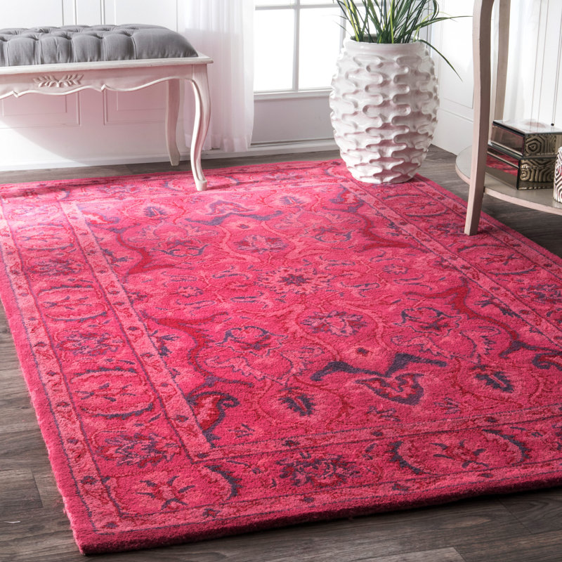 Bungalow Rose Reid Handmade Wool Pink Rug & Reviews | Wayfair