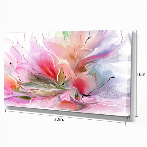DesignArt Lovely Painted Floral Design - Wrapped Canvas Graphic Art ...