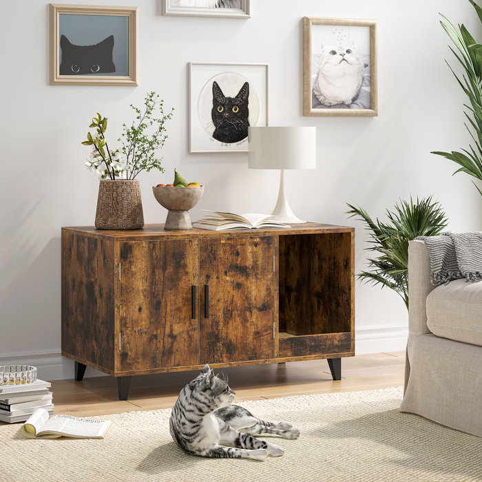 Tucker Murphy Pet™ Hidden Cat Litter Box Enclosure With Scratching Mat ...