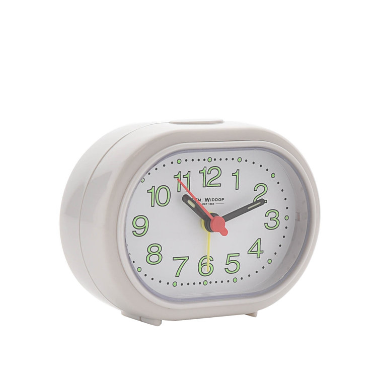 Wm Widdop Analog Battery-Operated Alarm Tabletop Clock in White ...