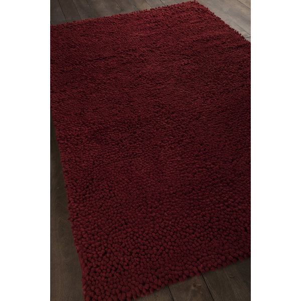 Chandra Strata Handmade Shag Wool Dark Red Area Rug | Wayfair