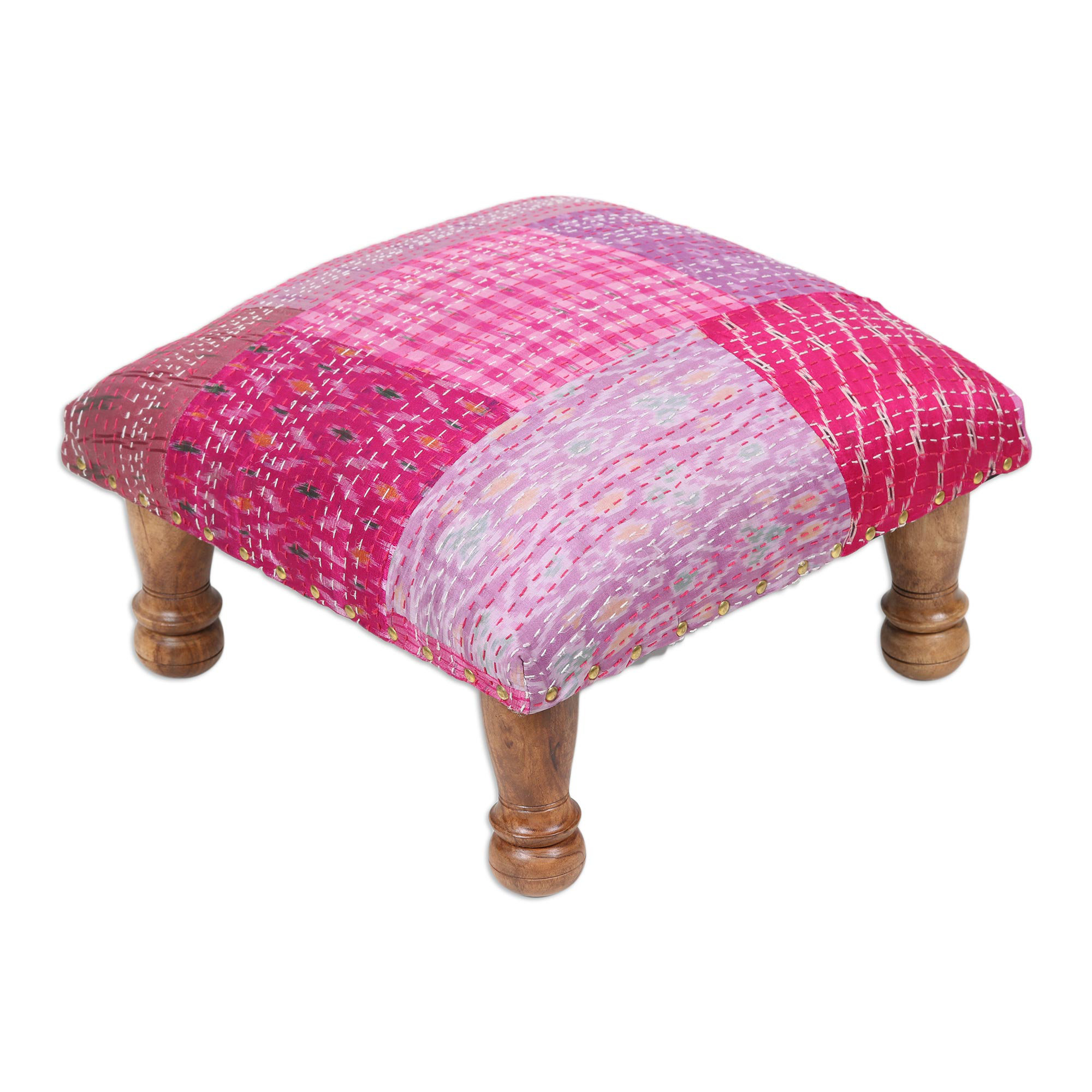 Bungalow Rose 16" Wide Square Patchwork Footstool Ottoman | Wayfair