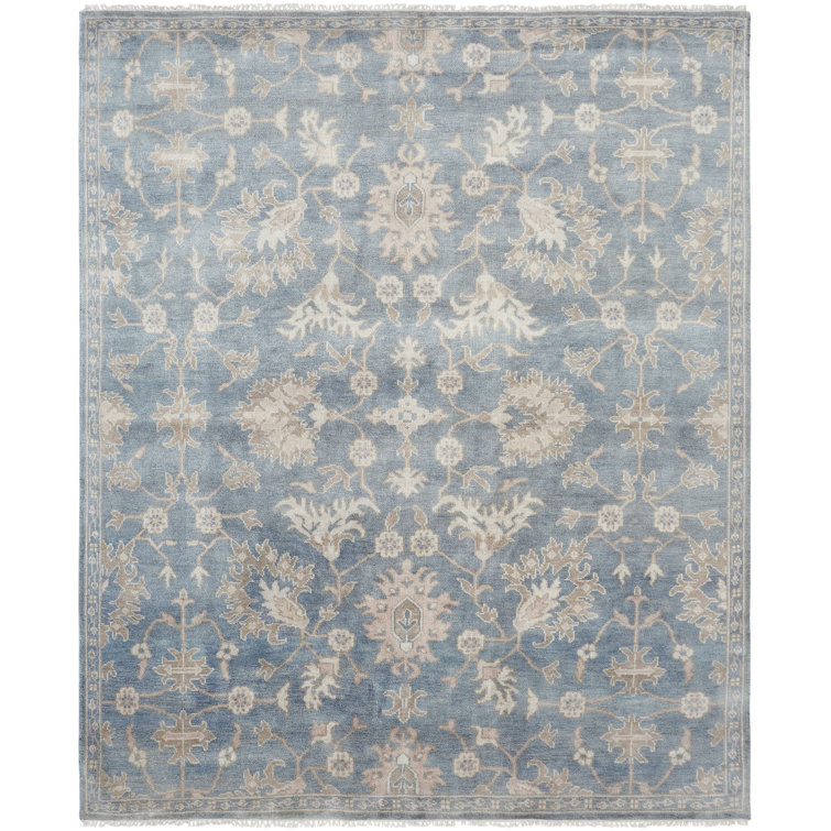 Canora Grey Faucett Handmade Hand-Knotted Wool Blue Rug | Wayfair