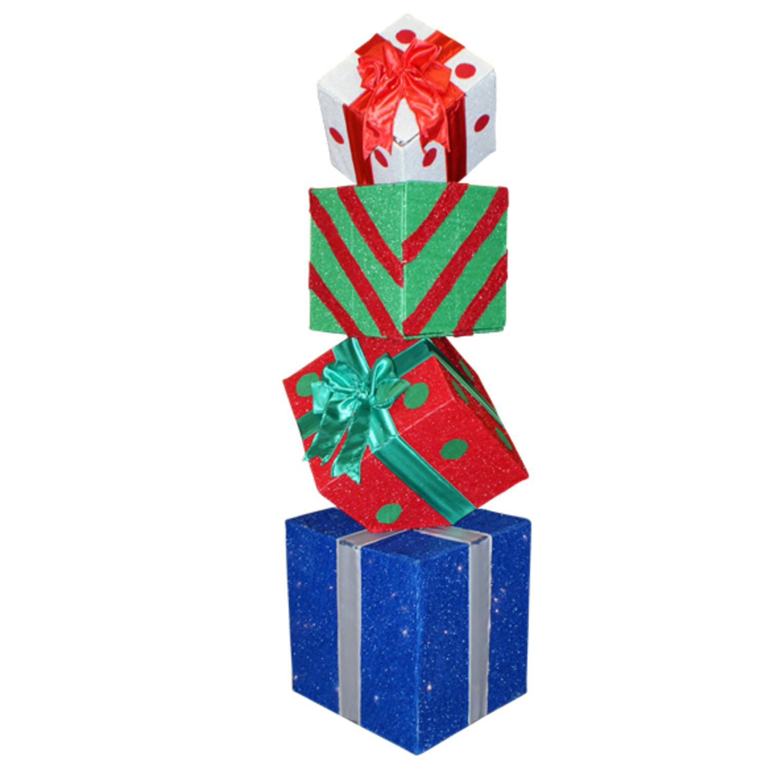 Northlight 60" Lighted Multi-Color Animated Stacked Presents Outdoor ...
