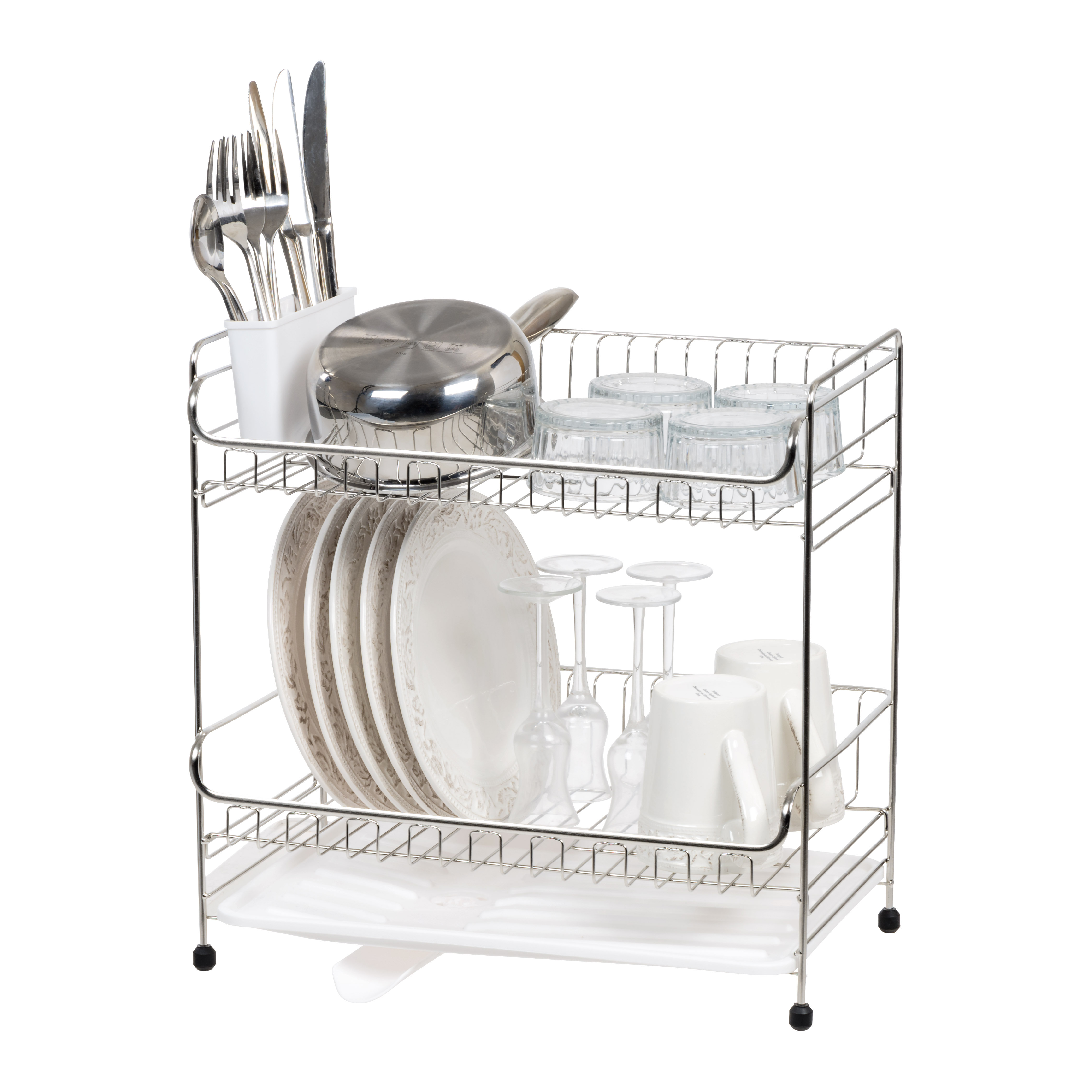 IRIS Stainless Steel 2-Tier Medium-Sized Dish Rack & Reviews | Wayfair