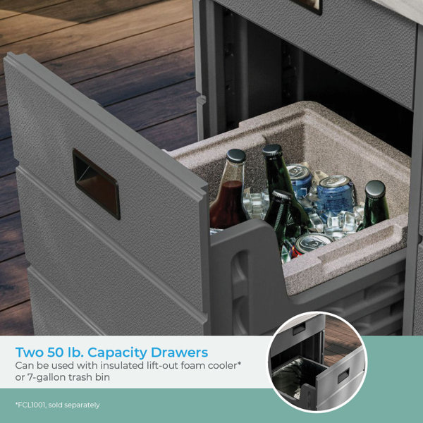 Suncast Backyard Oasis Water Resistant Entertainment Bar with Pull-Out ...