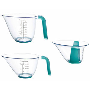 KitchenAid Gourmet 3 Pieces Measuring Jugs, Aqua Sky & Reviews | Wayfair