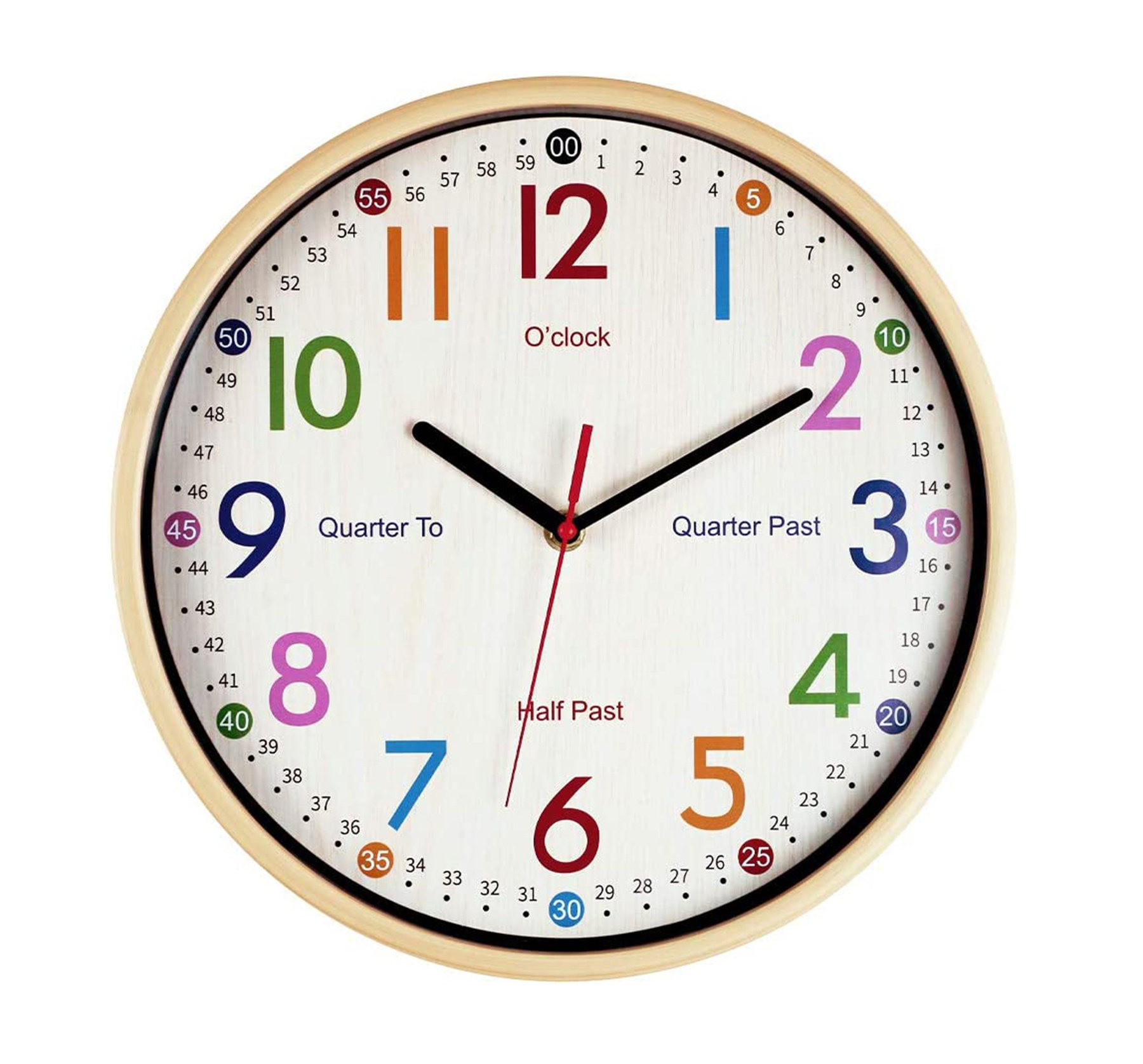Learning Clock For Kids Telling Time Teaching Clock Kids Wall Clocks 
