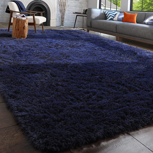 Everly Quinn Murzim Machine Woven / Power Loomed Navy Blue Rug | Wayfair