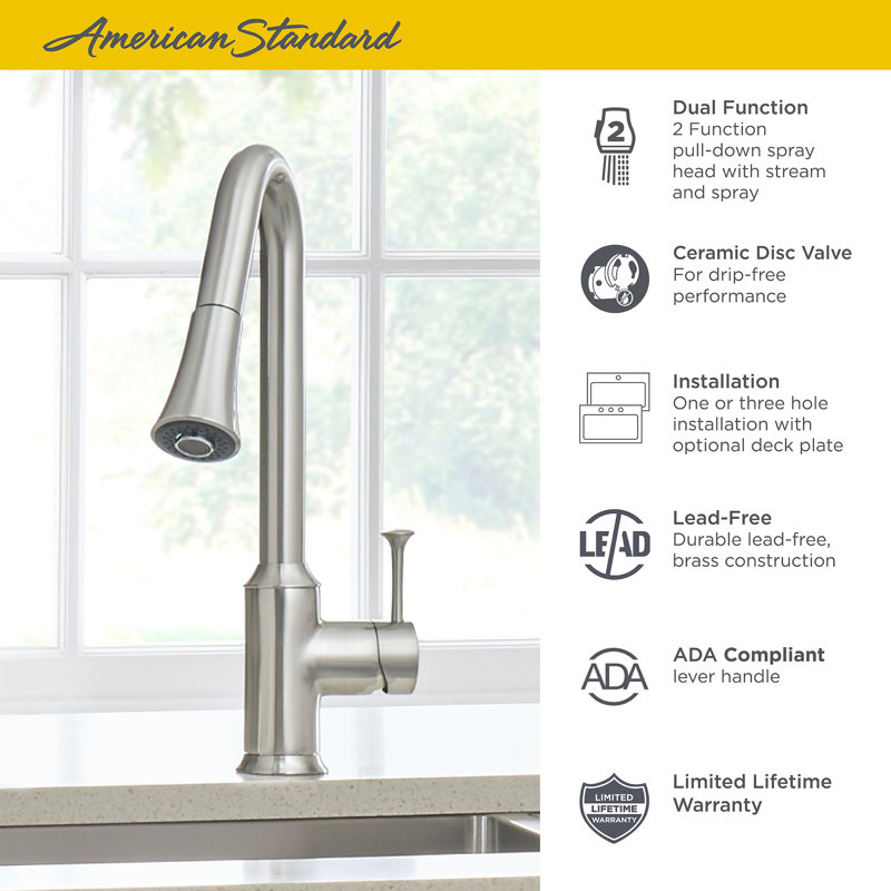 American Standard Pekoe Pull Down Kitchen Faucet & Reviews | Wayfair