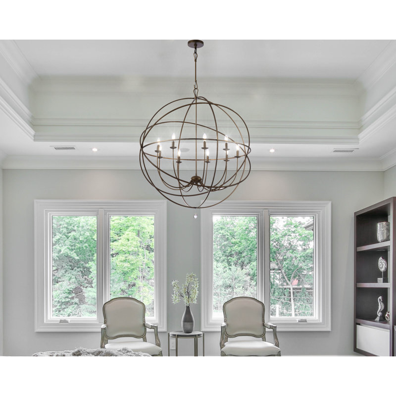 Gracie Oaks Shamaria 40-Inch Oversize 9 - Light Dimmable Globe Metal ...