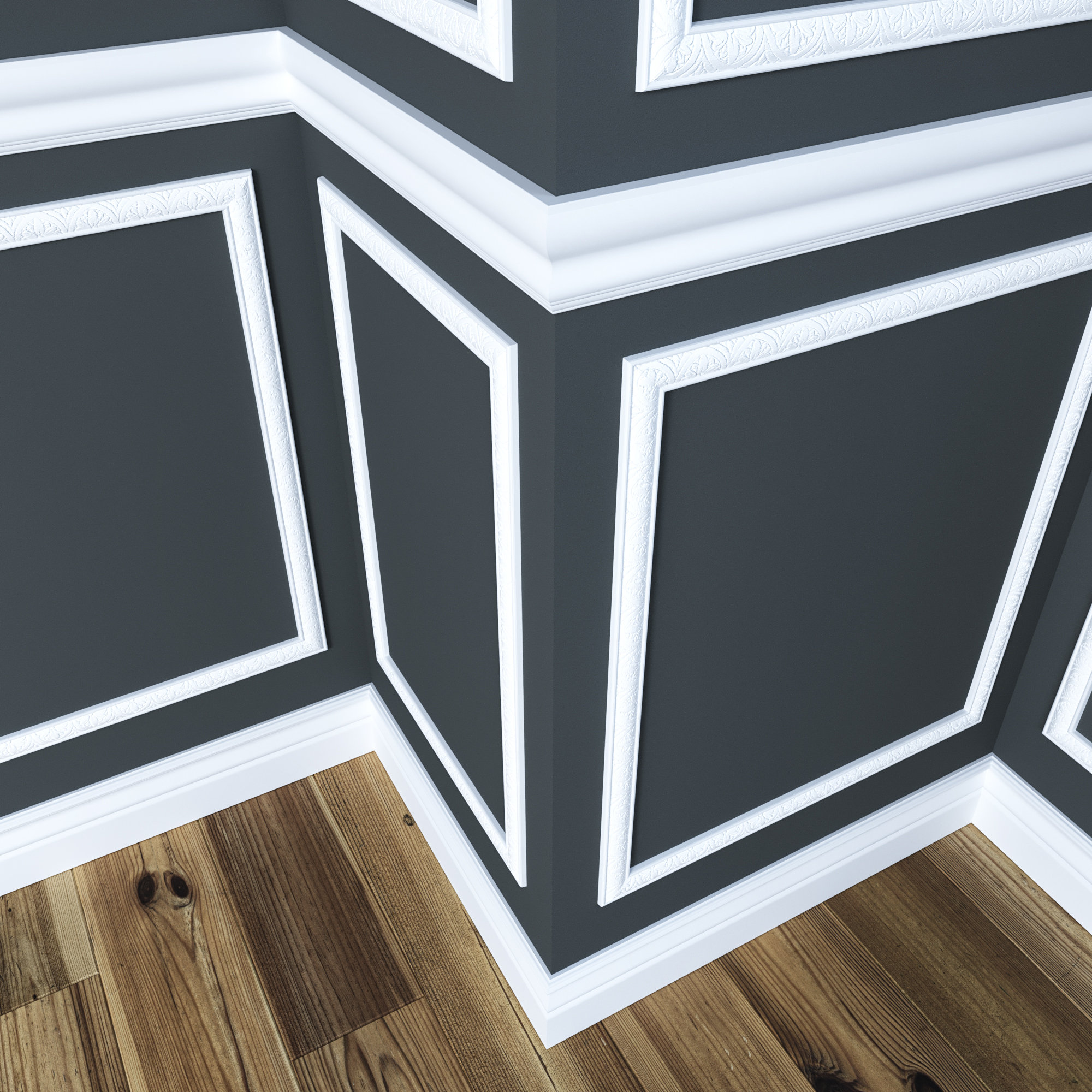 Ornamental Mouldings Hardwood Embossed Floral Trim Moulding 1.25" H x ...